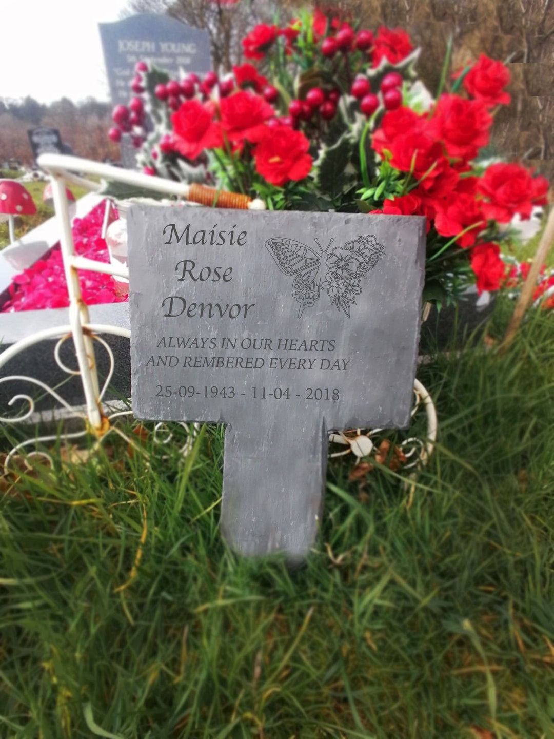 Memorial Grave Sign | Personalised | Slate Signs | Grave Markers - Etsy