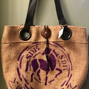 Handmade burlap tote bag | Etsy