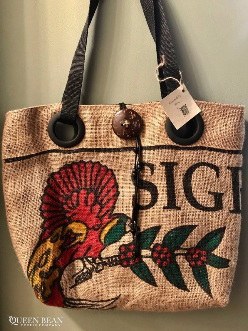 Handmade burlap tote bag | Etsy