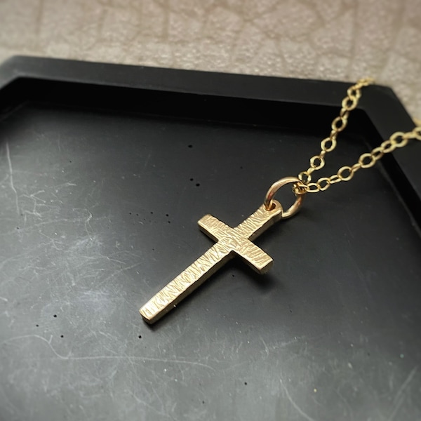 Solid Gold Simple Cross - Etsy