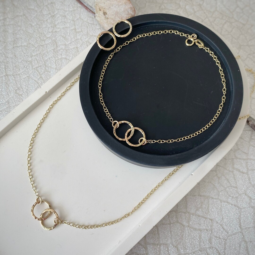 Handmade Recycled Solid 9ct Gold Interlocking Circle Jewellery Set ...