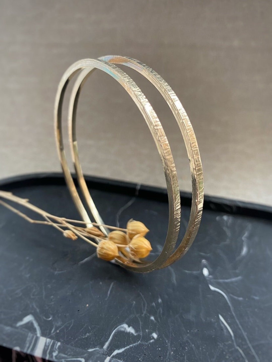 Handmade Hammered 9ct Solid Recycled Gold Bangles: Tree Bark Texture ...