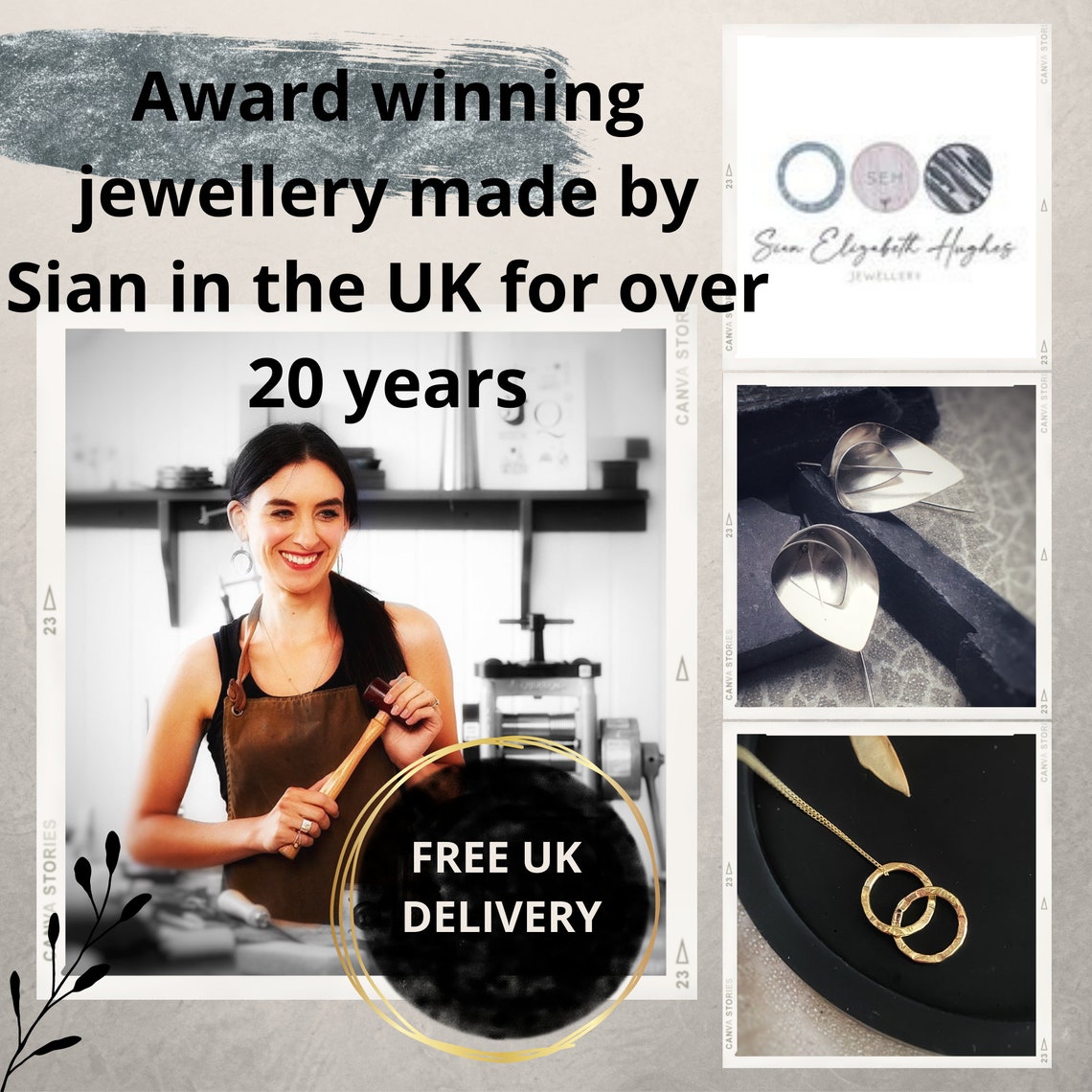 Handmade Recycled Solid 9ct Gold Interlocking Circle Jewellery Set ...