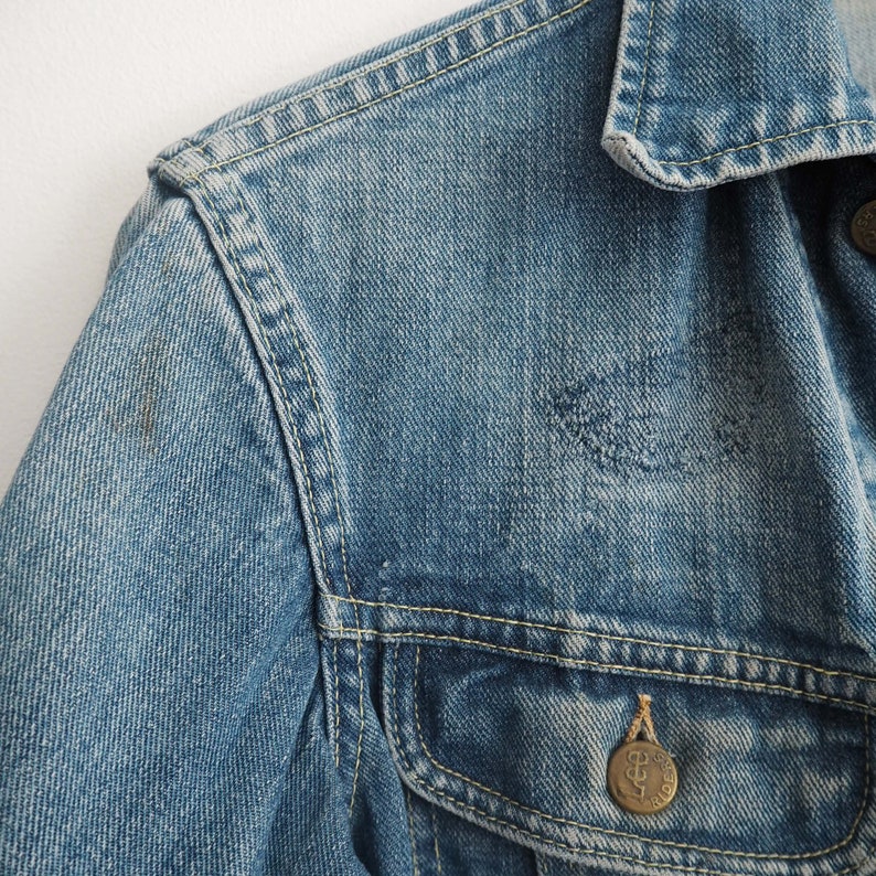 LEE DENIM 60s Vintage Aged Denim Jacket Hand Embroidered - Etsy