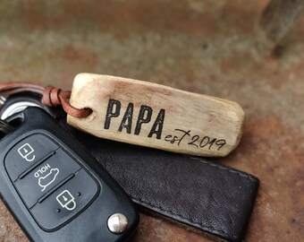 Dad Papa Superdad Daddy Gift Keychain Key Chain Daughter Son PAPA Bear ...