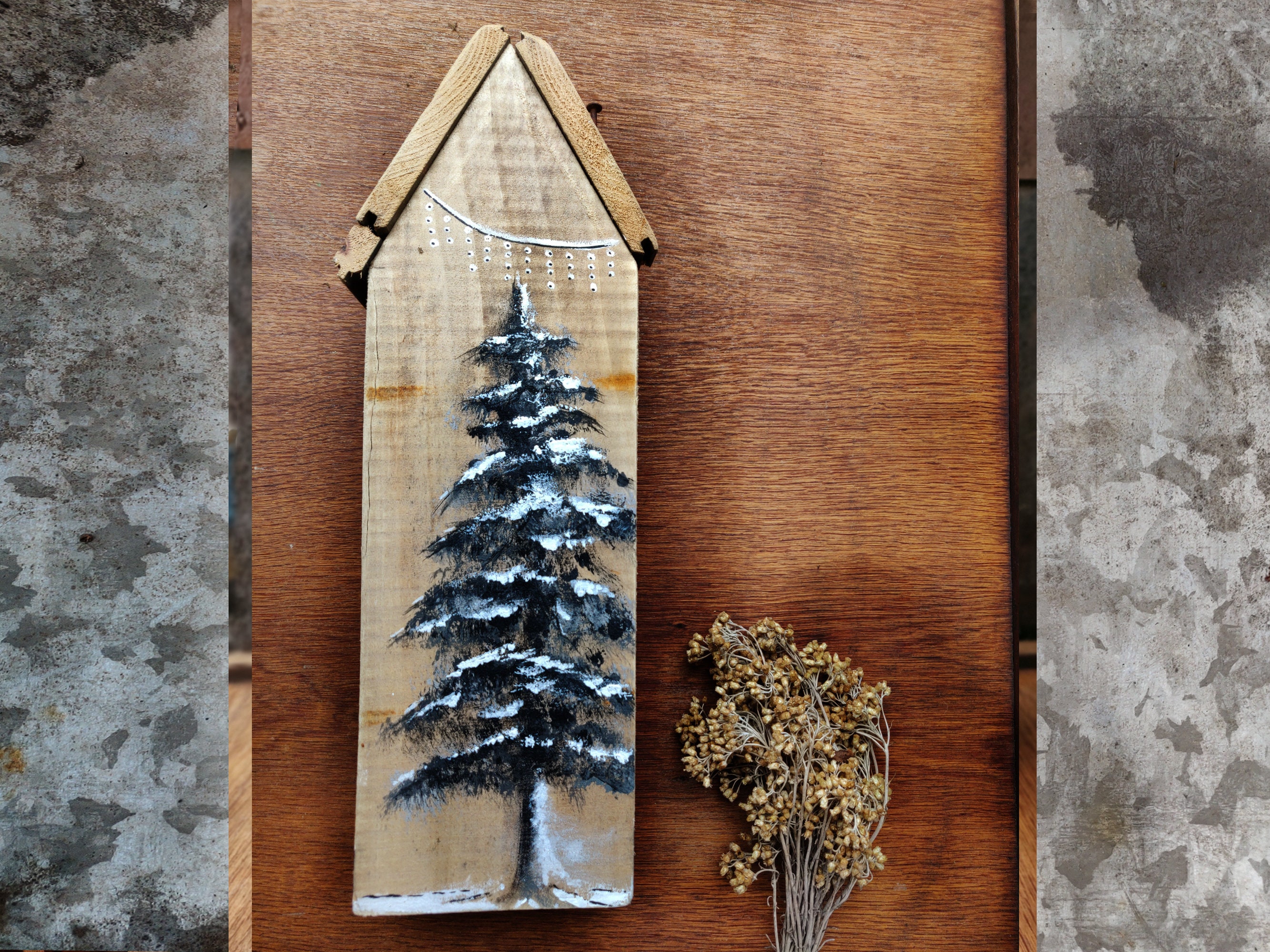 Christmas House Decor Handpainted Handmade Rustic German Vintage Shabby ...