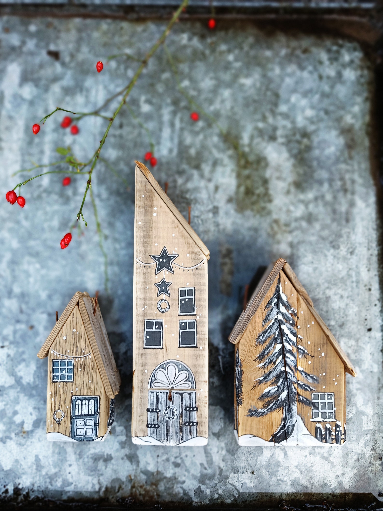 Christmas House Decor Handpainted Handmade Rustic German - Etsy
