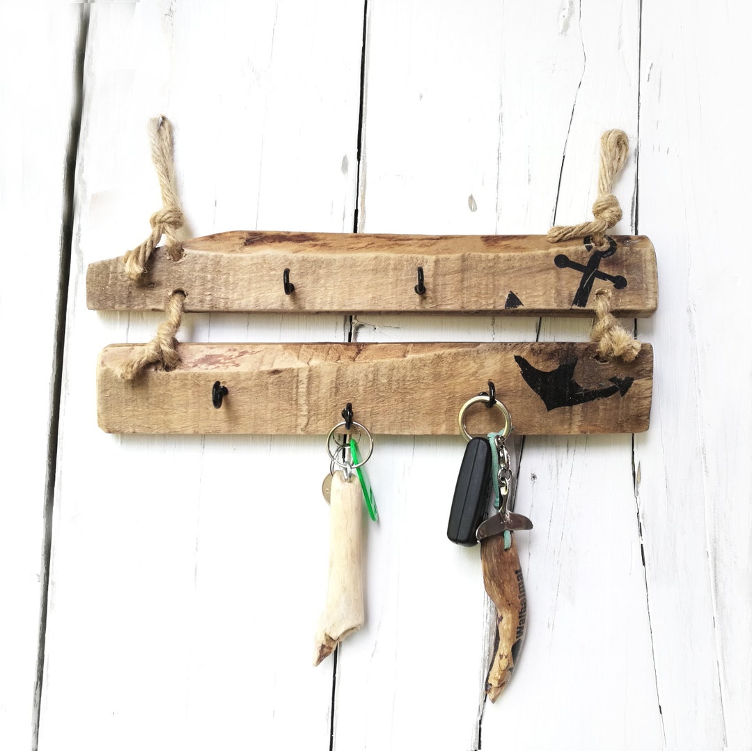 Driftwood Key Board Hook Rail Key Shell Wood Maritime Decoration ...