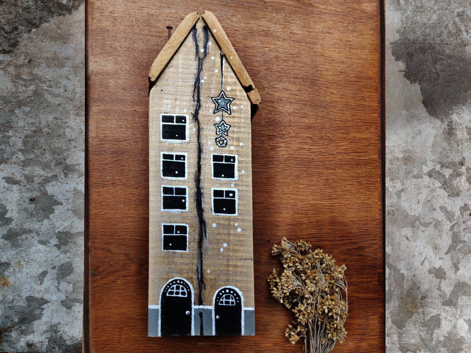 Christmas House Decor Handpainted Handmade Rustic German Vintage Shabby ...