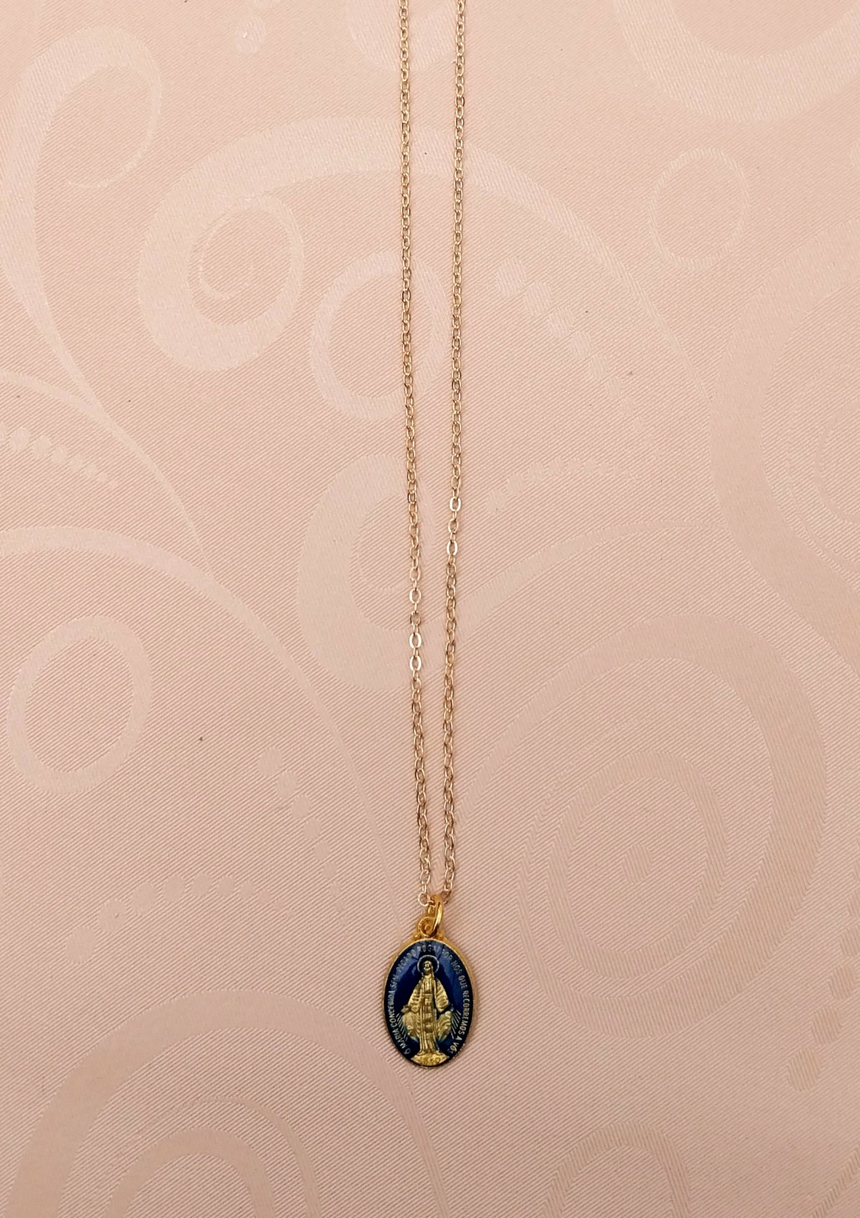 Miraculous Medal Blue Enamel Miraculous Medal Necklace Catholic Medal Protection Medal - Etsy UK