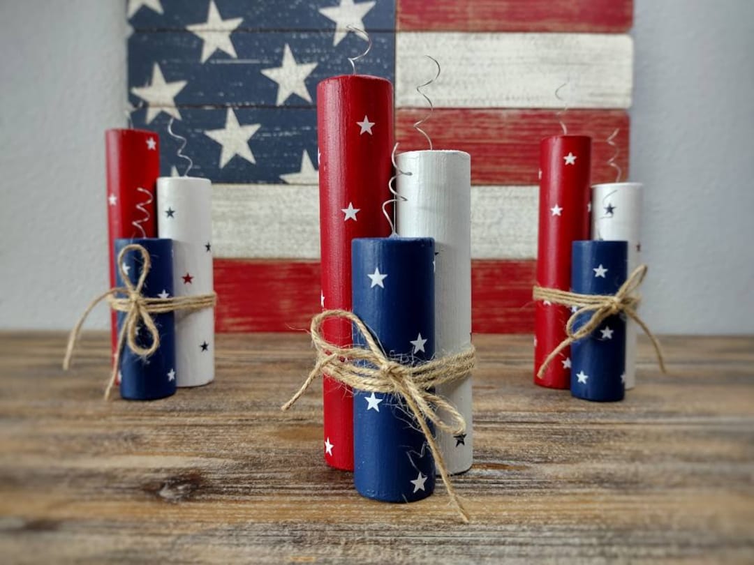 Wooden Firecracker Bundle: 4th of July Tiered Tray Decor - Etsy