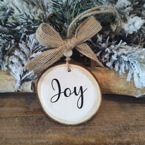 Handmade Joy Wood Slice Ornament: Rustic Farmhouse Christmas Decor - Etsy
