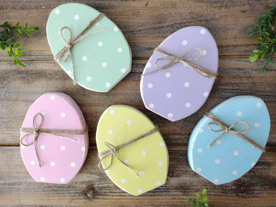 Wood Easter Egg Rustic Easter Decor Chunky Wood Eggs Tiered - Etsy