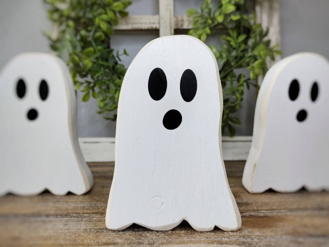 Wooden Ghosts, Halloween Decor, Tiered Tray Decor, Chunky Wood Ghost ...
