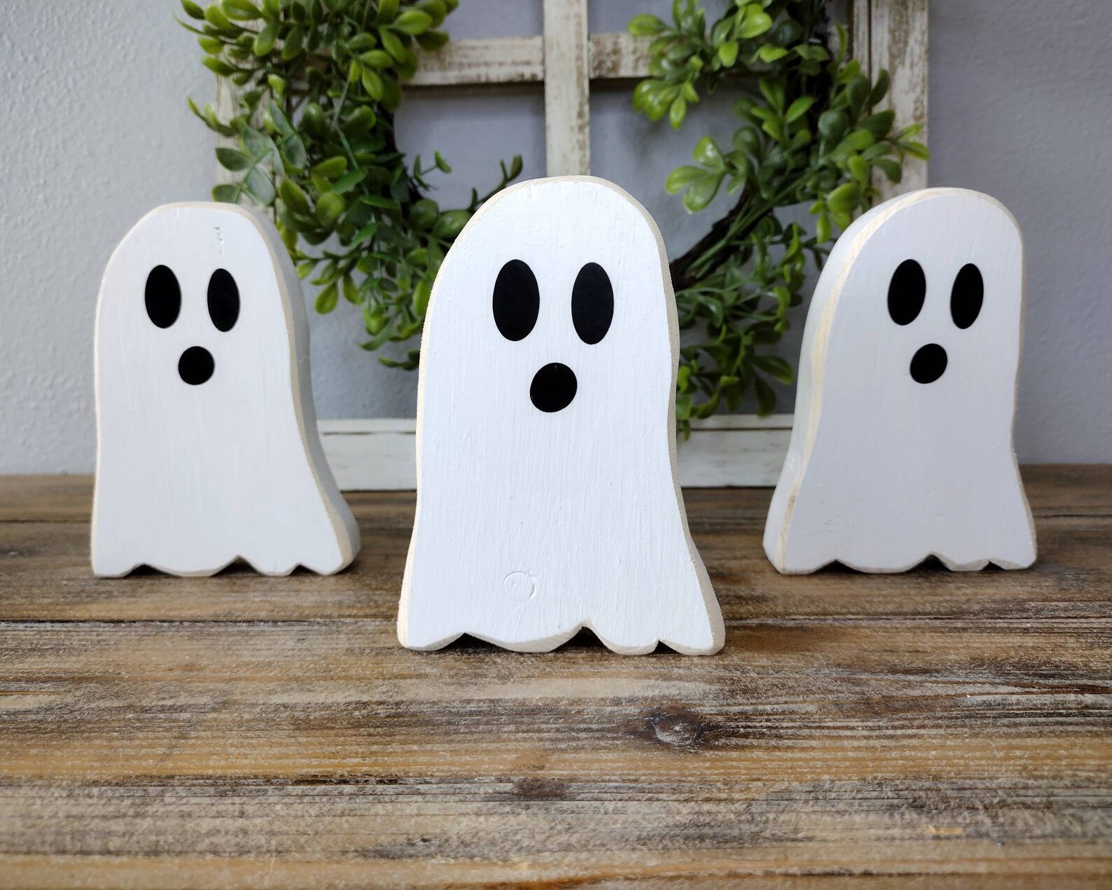 Wooden Ghosts, Halloween Decor, Tiered Tray Decor, Chunky Wood Ghost ...