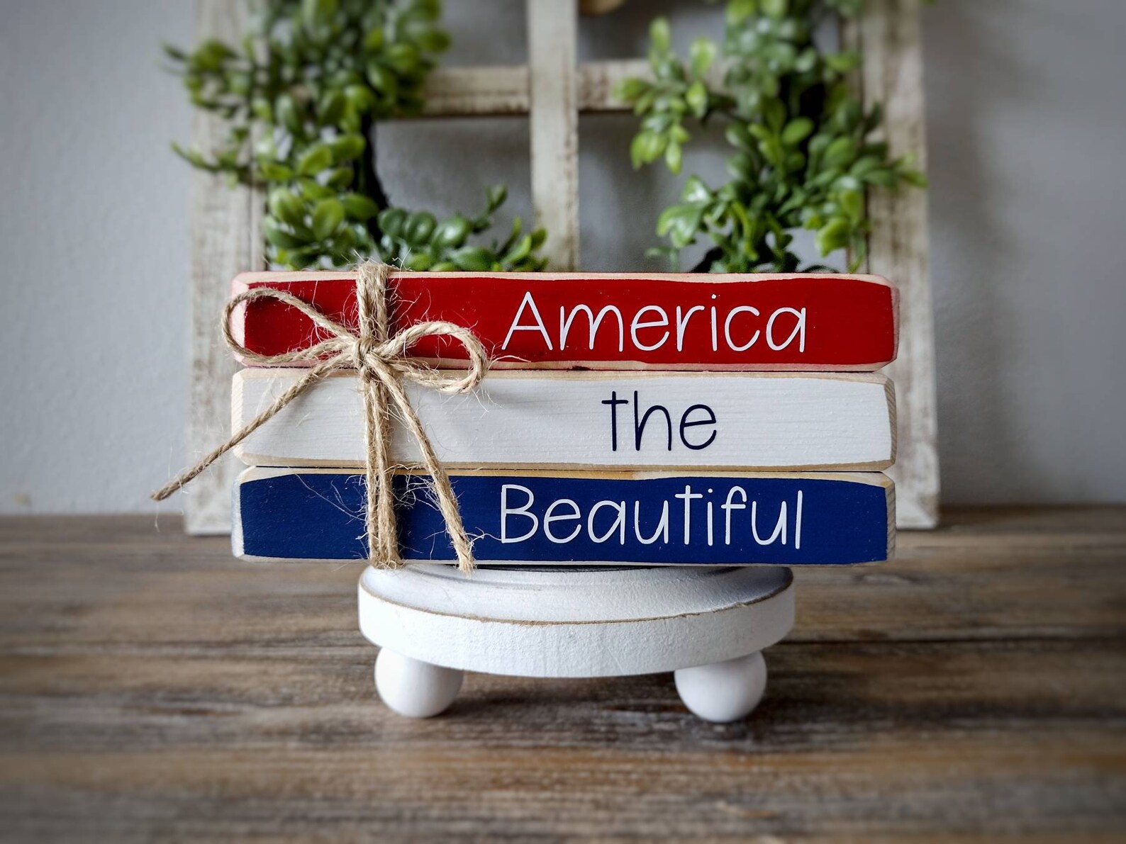 Patriotic Mini Book Stack Tiered Tray Decor America the - Etsy