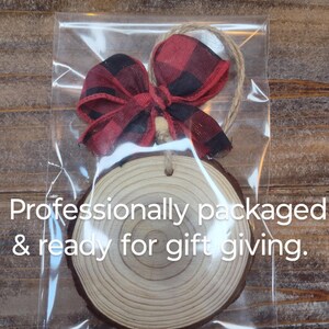 Joy to the World Wood Slice Ornament Holiday Tree Decor Buffalo Plaid ...