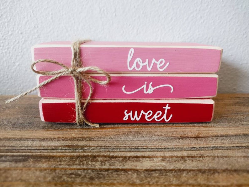 Valentine's Day Book Stack: Love is Sweet Tiered Tray Decor - Etsy