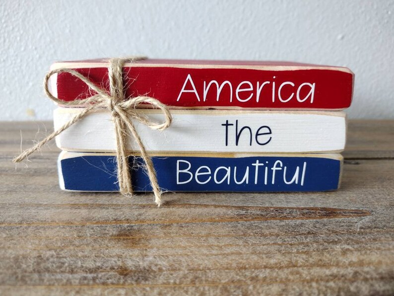 Patriotic Mini Book Stack Tiered Tray Decor America the - Etsy