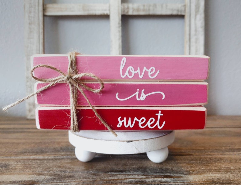 Valentine's Day Book Stack: Love is Sweet Tiered Tray Decor - Etsy