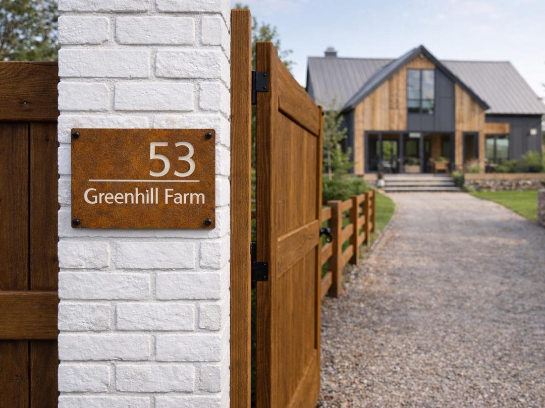 Rectangular Corten Steel Address Plate, Personalised House Sign ...