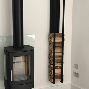 Wall Mounted Industrial Firewood Log Store, Black Steel - Etsy