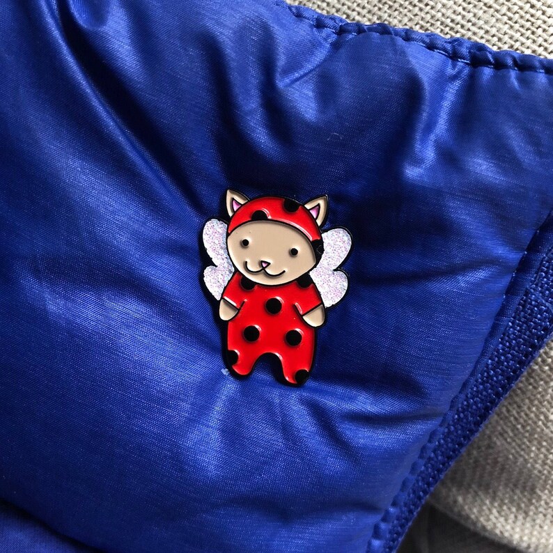 Ladybug Cat Enamel Pin - Etsy