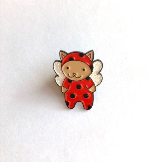 Ladybug Cat Enamel Pin | Etsy