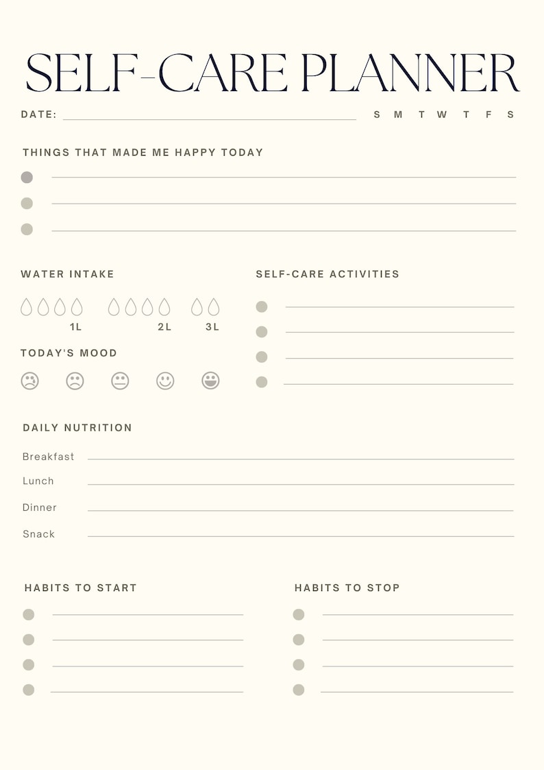 Self Care Planner PDF/ Self Care Journal/ Self Care Tracker/ Printable ...