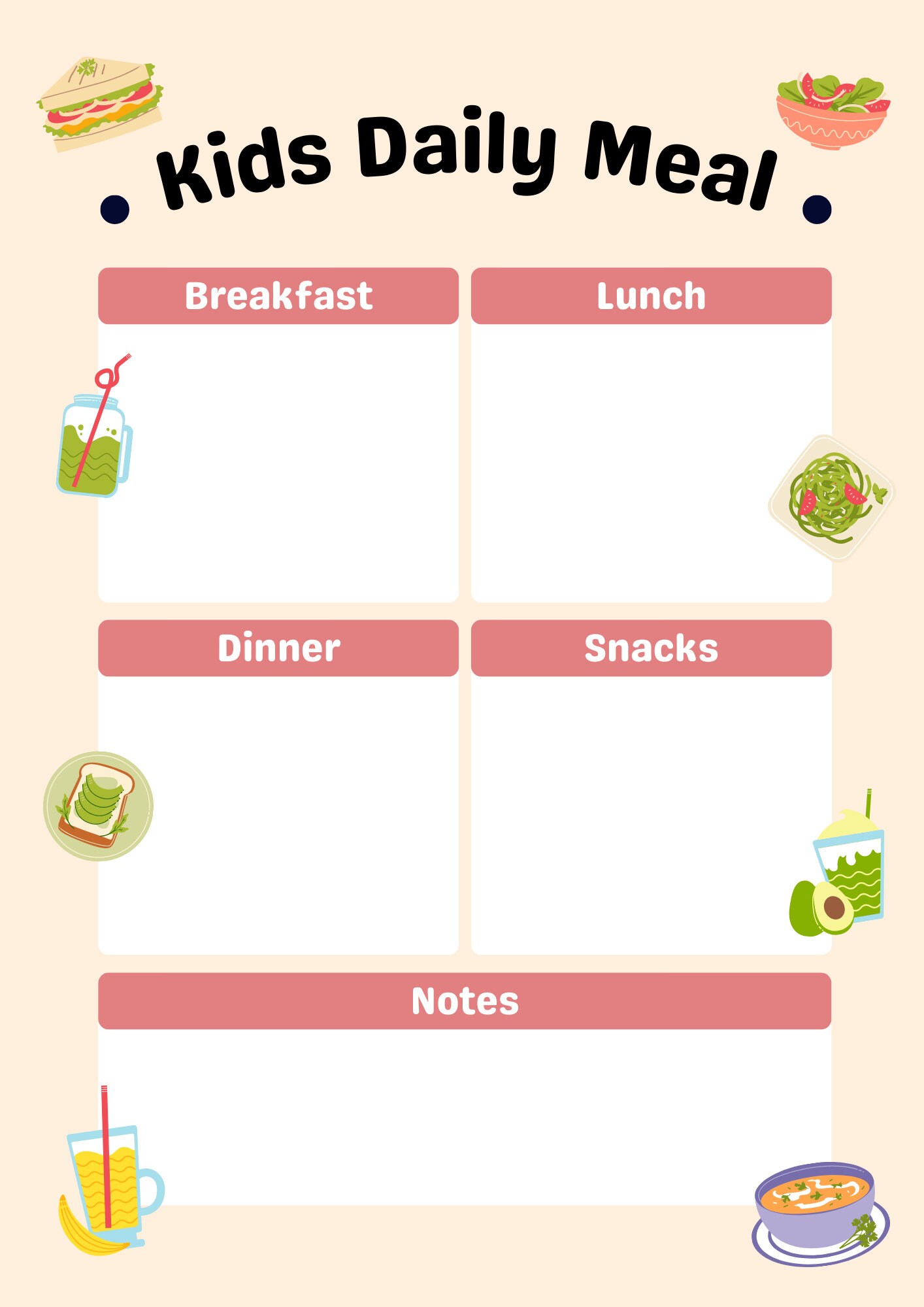 2 Kids Daily Meals Pdf/ Kids New Food Tracker/ Fussy Eaters / Kids ...