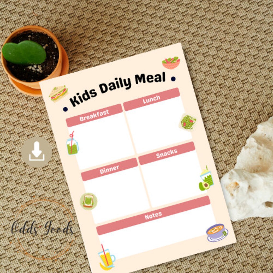 2 Kids Daily Meals Pdf/ Kids New Food Tracker/ Fussy Eaters / Kids ...