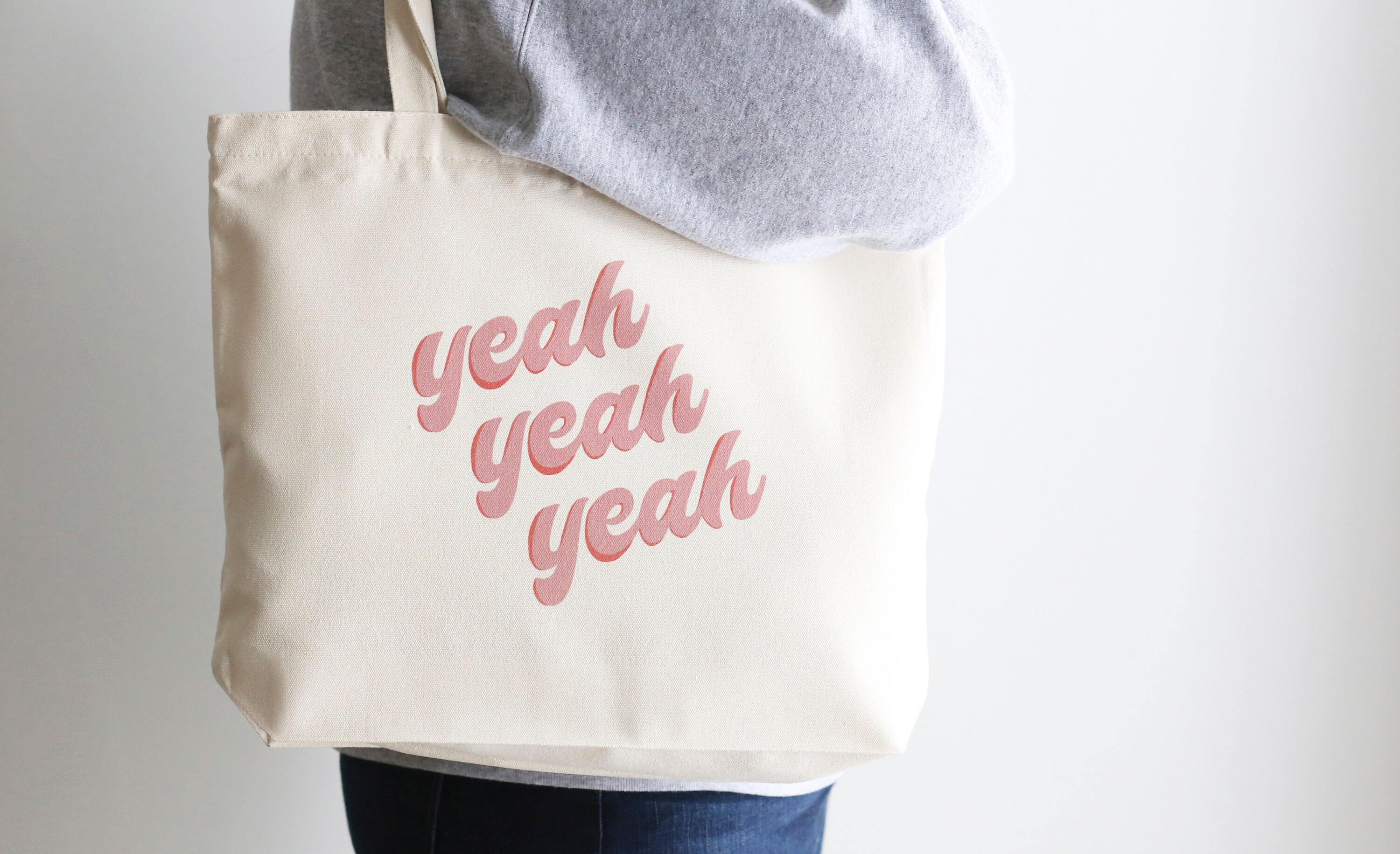 Yeah Yeah Yeah Tote Bag With Zipper, Yeah Yeah Yeah, Reusable Bag ...