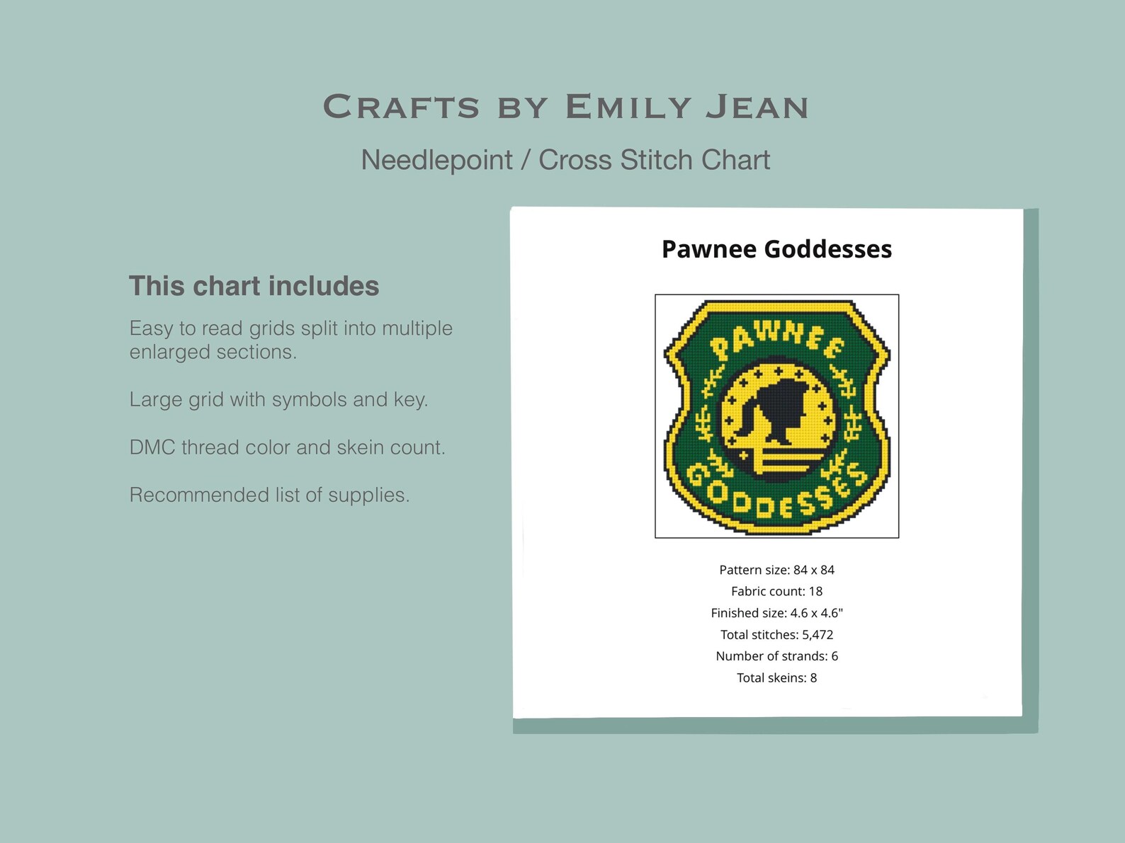 Parks and Recreation, Pawnee Goddesses Sign Needlepoint / Cross Stitch ...