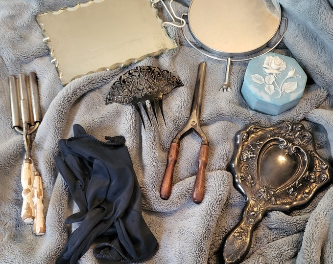 Vintage Godinger Art Nouveau Silver-plated Vanity Set Mirror Brush Comb ...