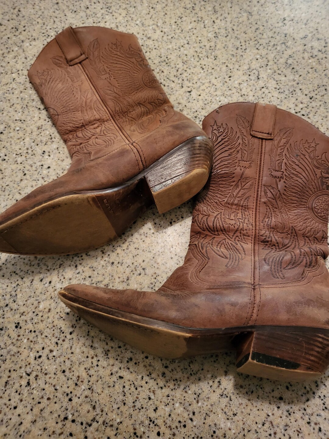 Mainframe Vintage SZ 7.5 Cowboy Boots Womens Tooled Leather - Etsy