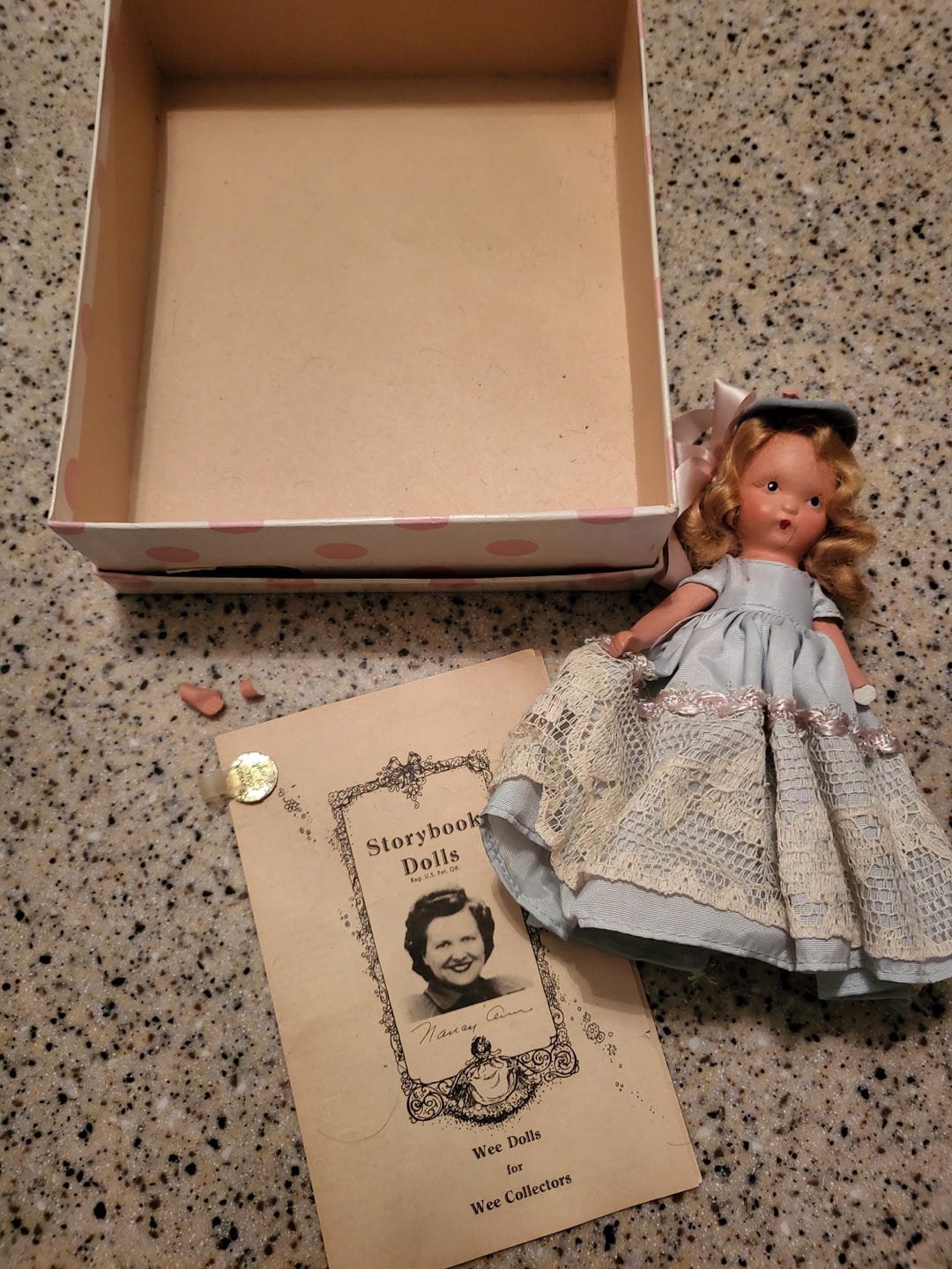 Nancy Ann Storybook Doll #30 Dainty Dolly Pink and Blue Box Tag Booklet ...