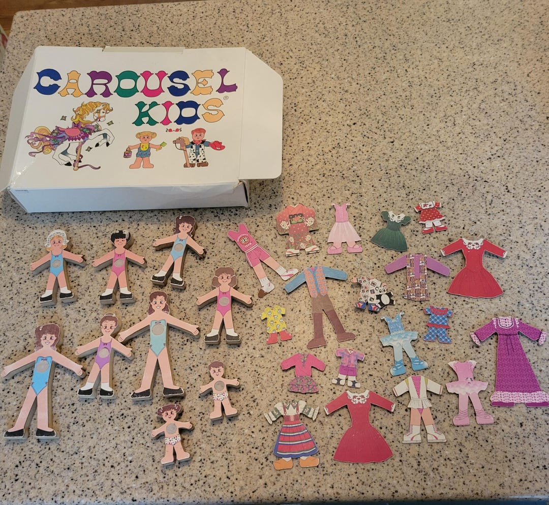 Carousel Kids 90s Wood Paper Dolls Lot - Etsy
