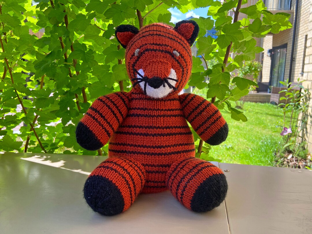 Handmade Knitted Tiger Plush Toy, UKCA and CE Tested Soft Stuffed ...