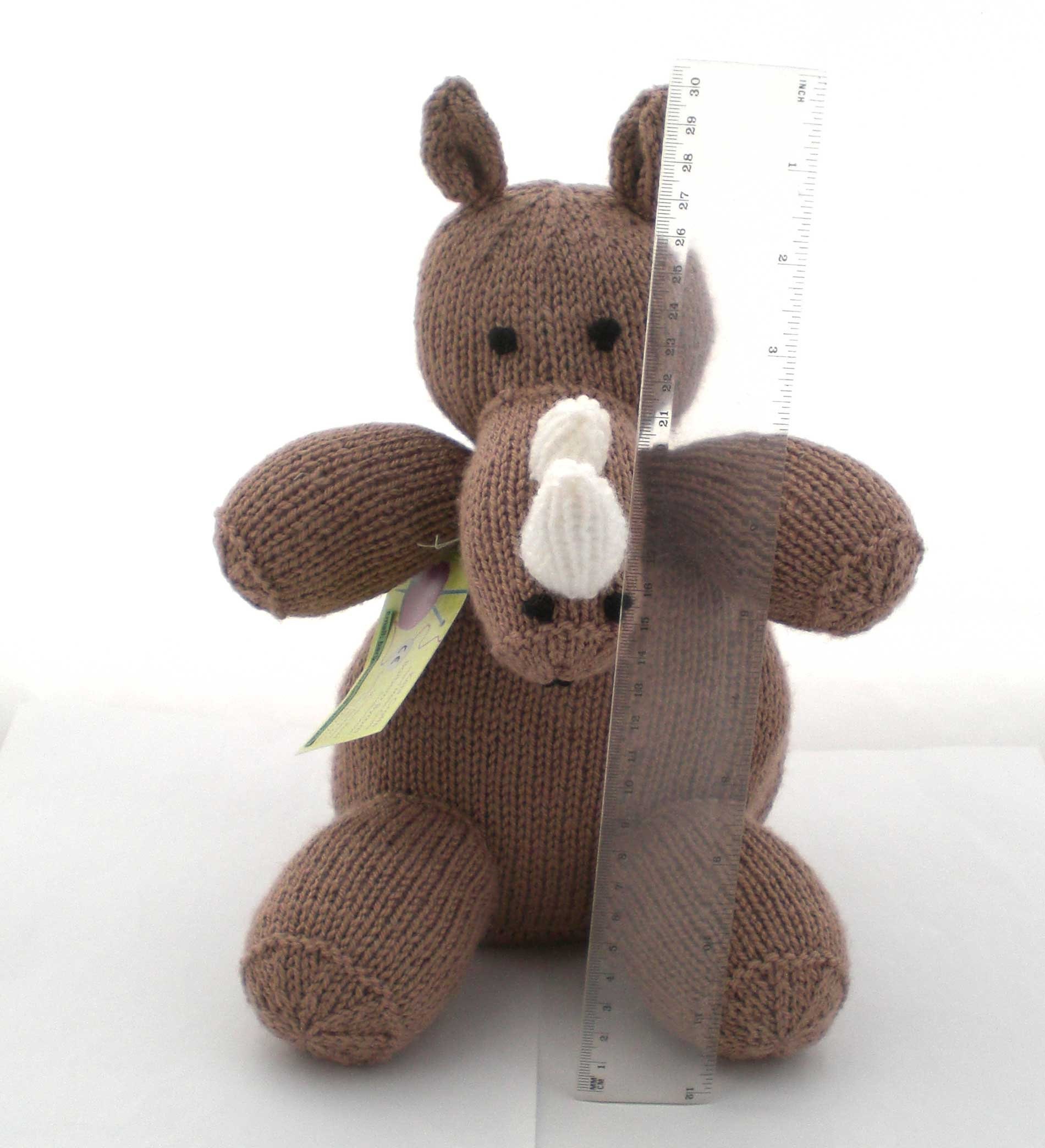 Knitted Rhino Toy, UKCA and CE Tested Gift for Child or Baby Shower ...