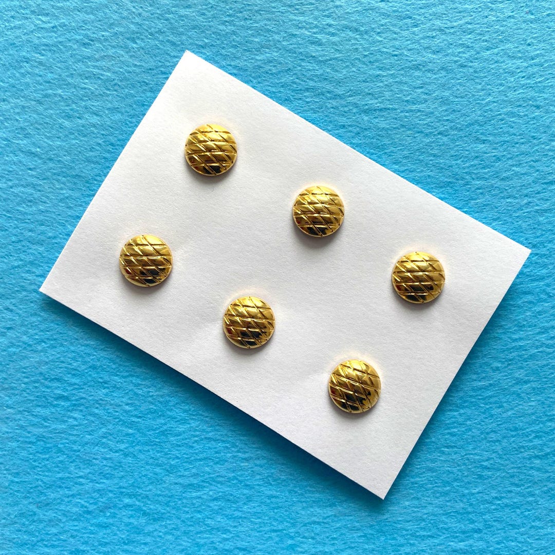 Vintage Gold Shank Buttons, 13mm (9/16in), Set of Six, Dress, Jacket or ...