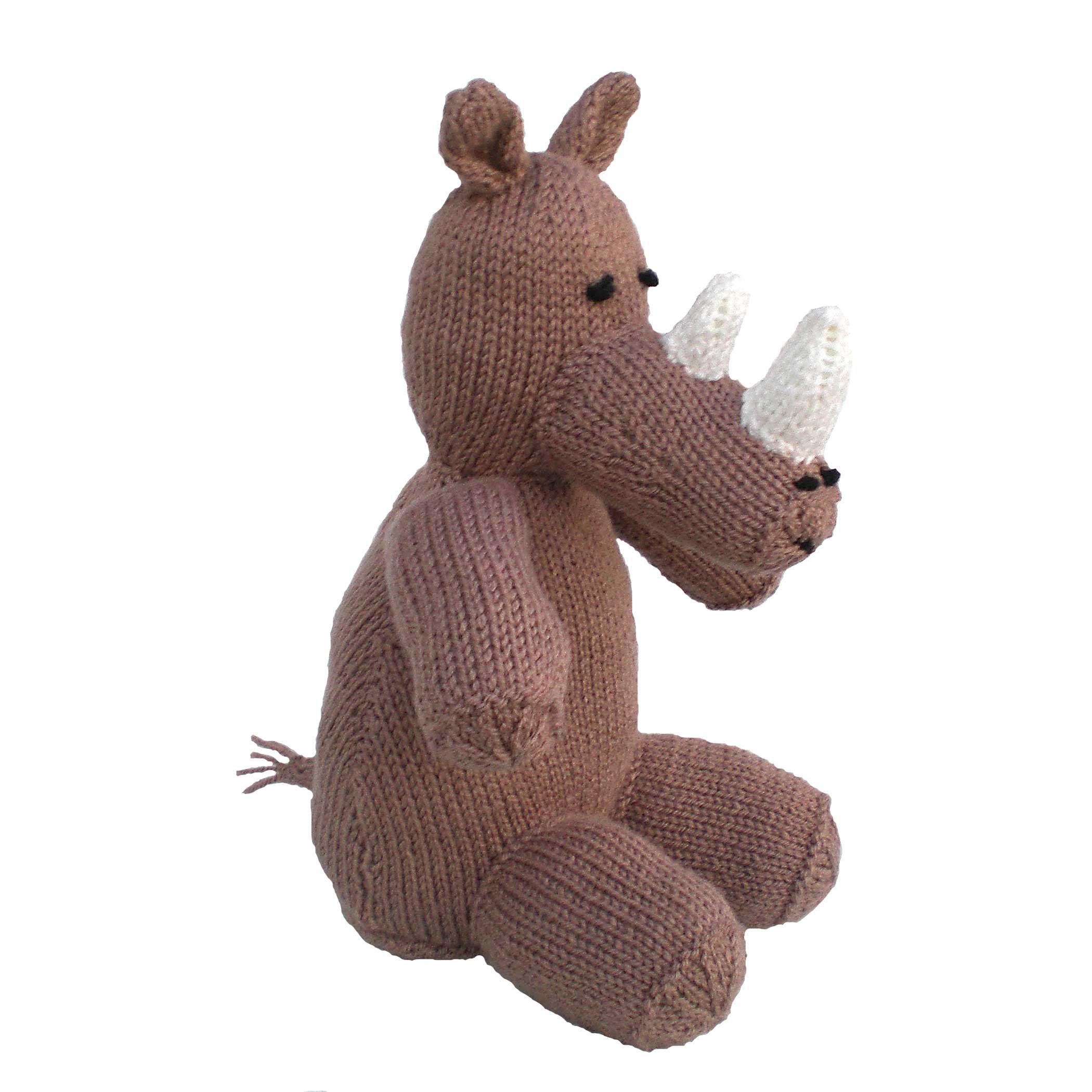 Knitted Rhino Toy, UKCA and CE Tested Gift for Child or Baby Shower ...
