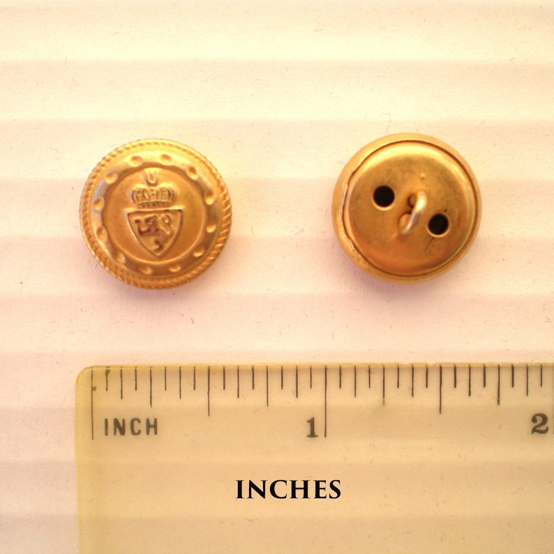 Vintage Military Buttons, 15mm 5/8in Gold Shank Buttons, Set of Six ...