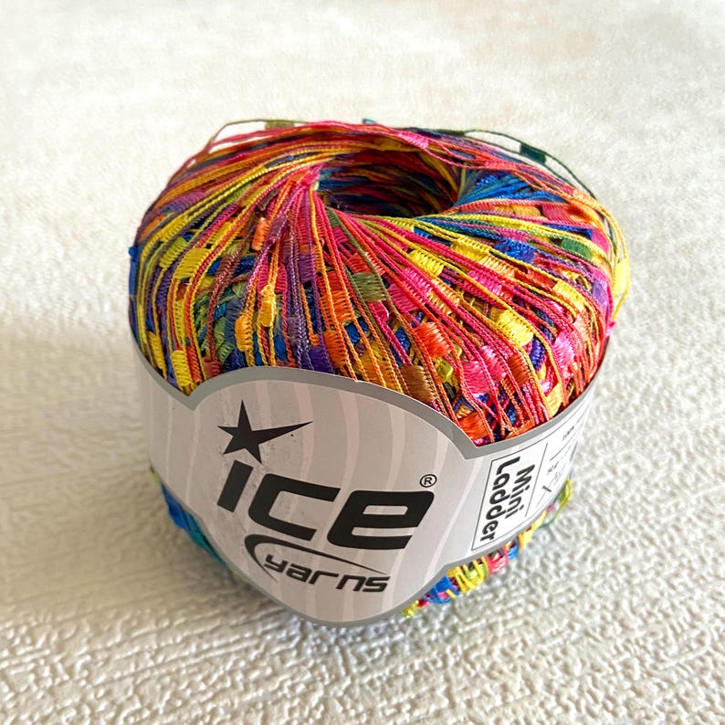 Knitted Ladder Yarn Infinity Scarf, Blue, Pink, Yellow & Green, Women's ...