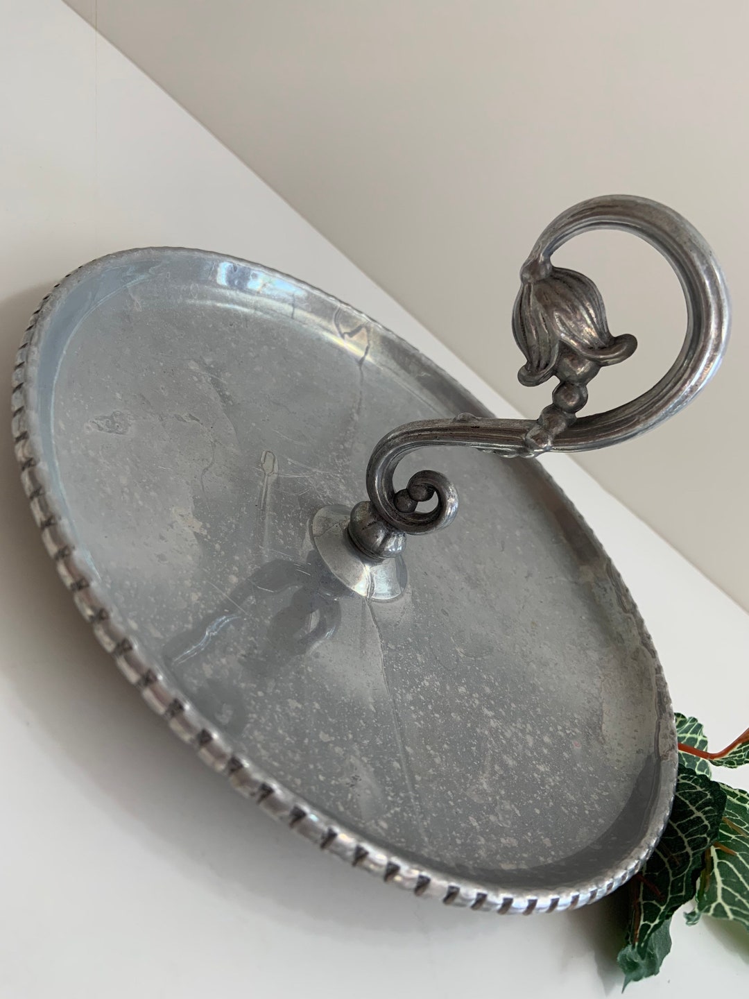 Mid-century Wrought Farberware Hammered Aluminum Round Handled Serving ...