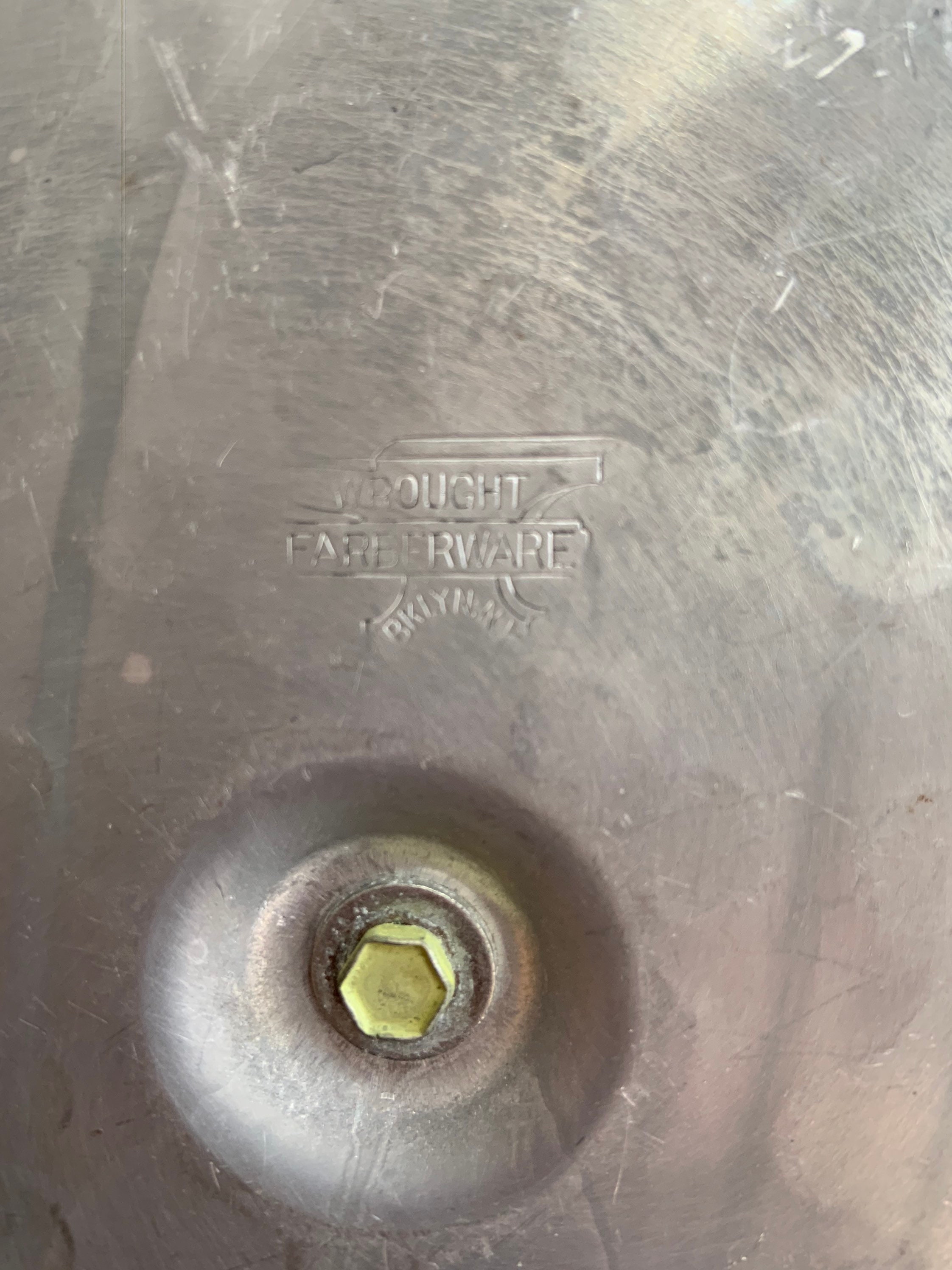 Mid-century Wrought Farberware Hammered Aluminum Round Handled Serving ...