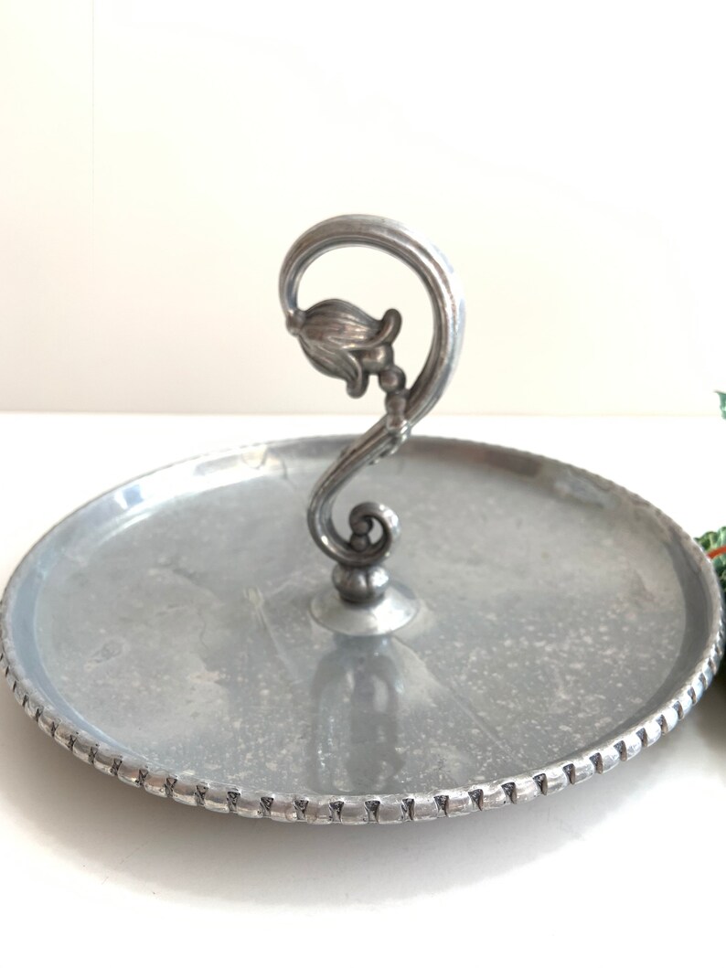 Mid-century Wrought Farberware Hammered Aluminum Round Handled Serving ...