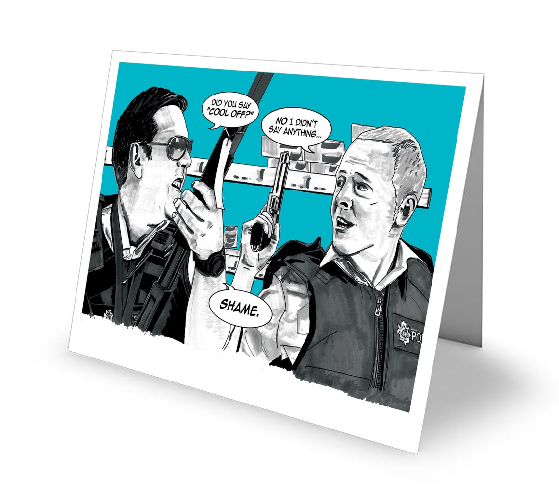 Dead All Over Hot Fuzz 'shame' Greetings Card With - Etsy