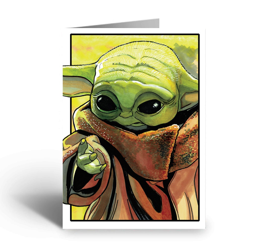 Dead All Over/star Wars 'using the Force' Baby Yoda Greetings Card With ...