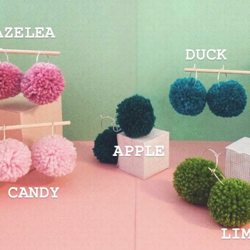 Mini Pom Pom Earrings 60 Colors Available Gifts for Her - Etsy