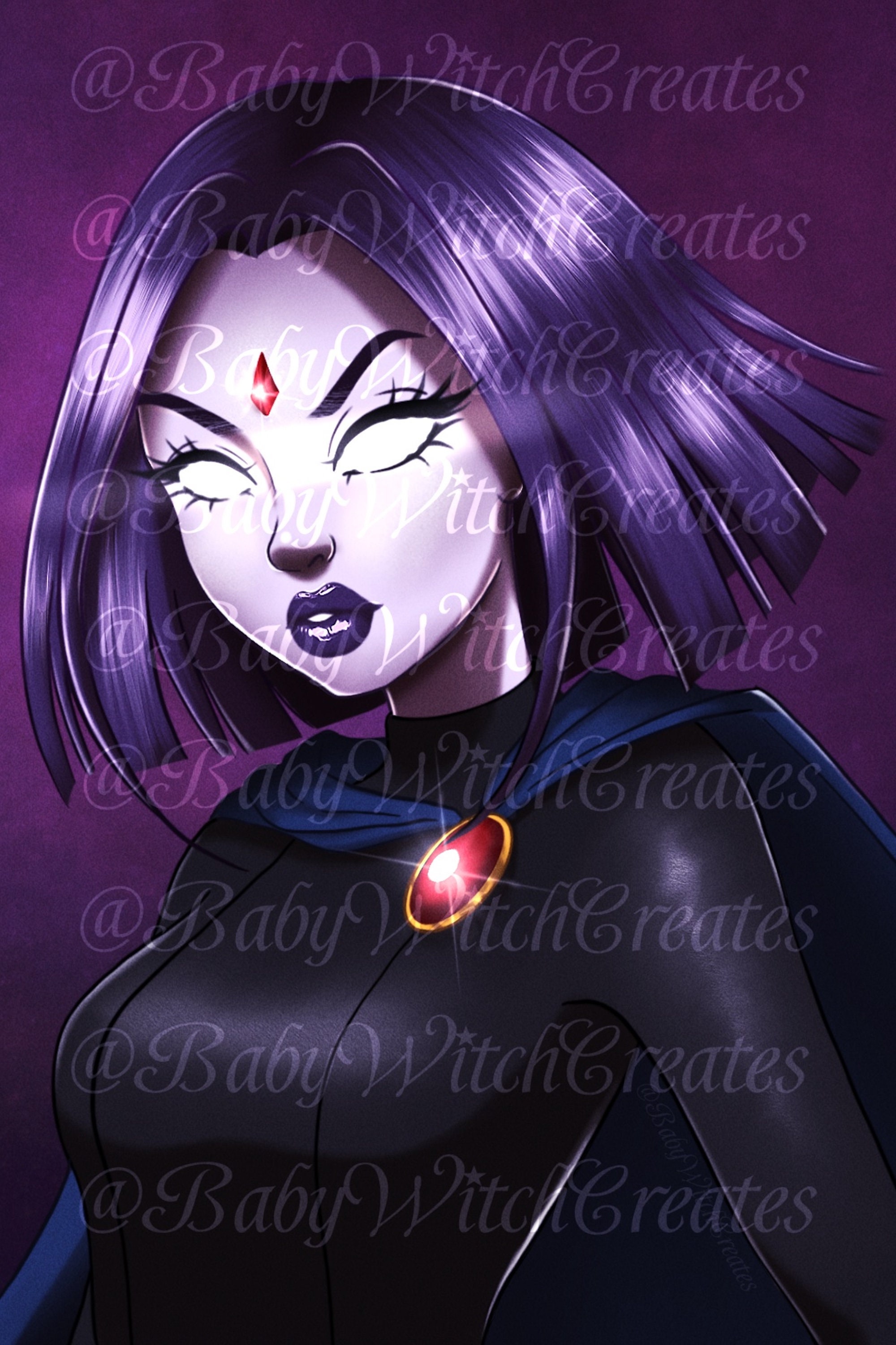 Raven Mini Art Print Portrait DC Comics Teen Titans | Etsy